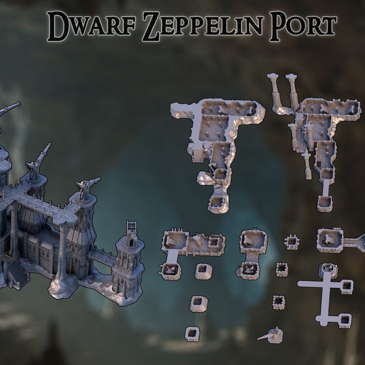 3D Printable Dwarf Zeppelin Port - Tabletop Terrain - 28 MM by MiniatureLand